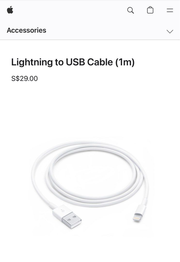 Official Apple Lightning to USB Cable (1m), Mobile Phones & Gadgets ...