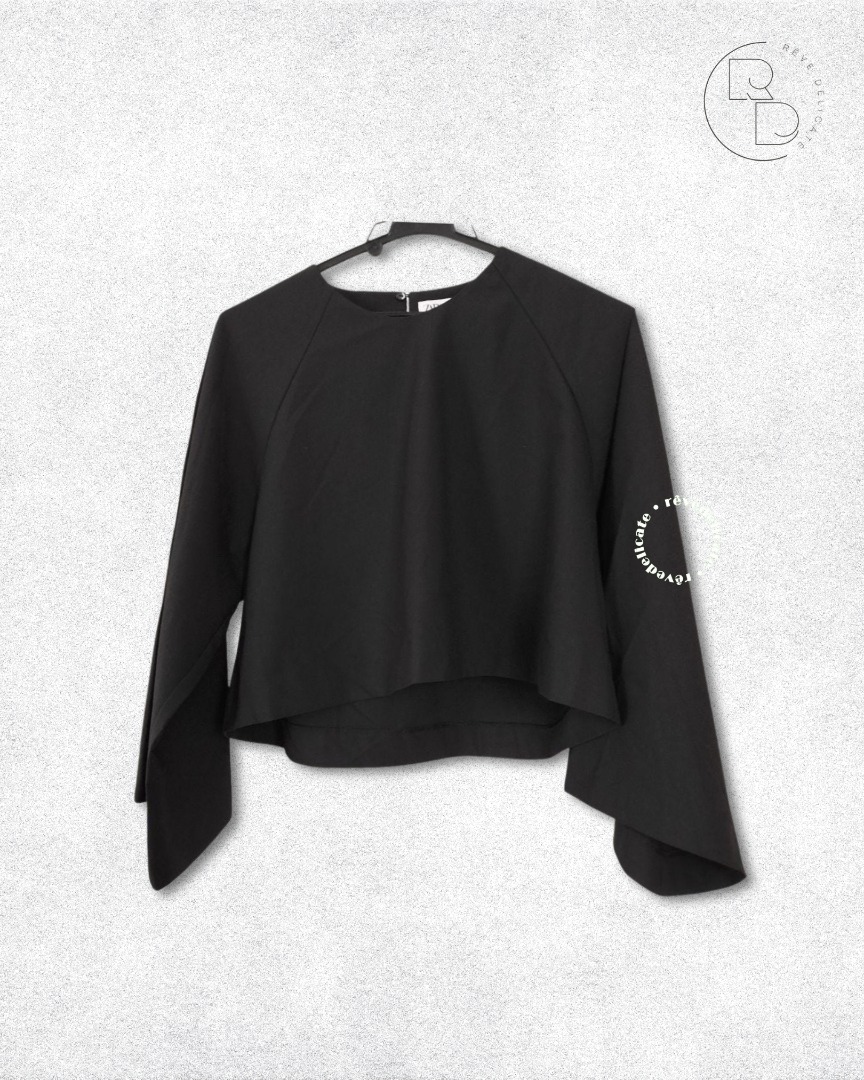 ZARA Top Hitam Wanita Size XS | Long Sleeve Casual dengan Desain ...