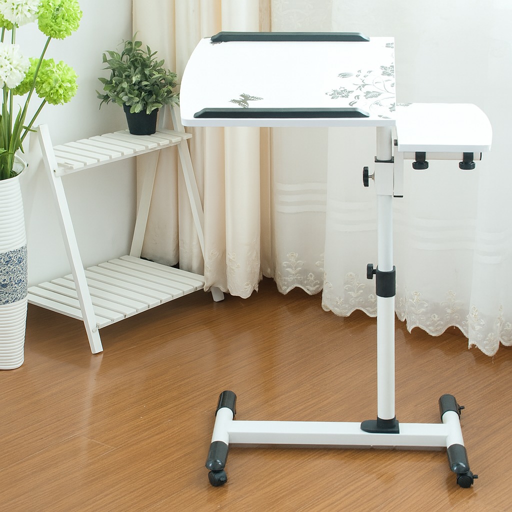 Adjustable Laptop Table With Wheels | Portable Rolling Computer Desk ...