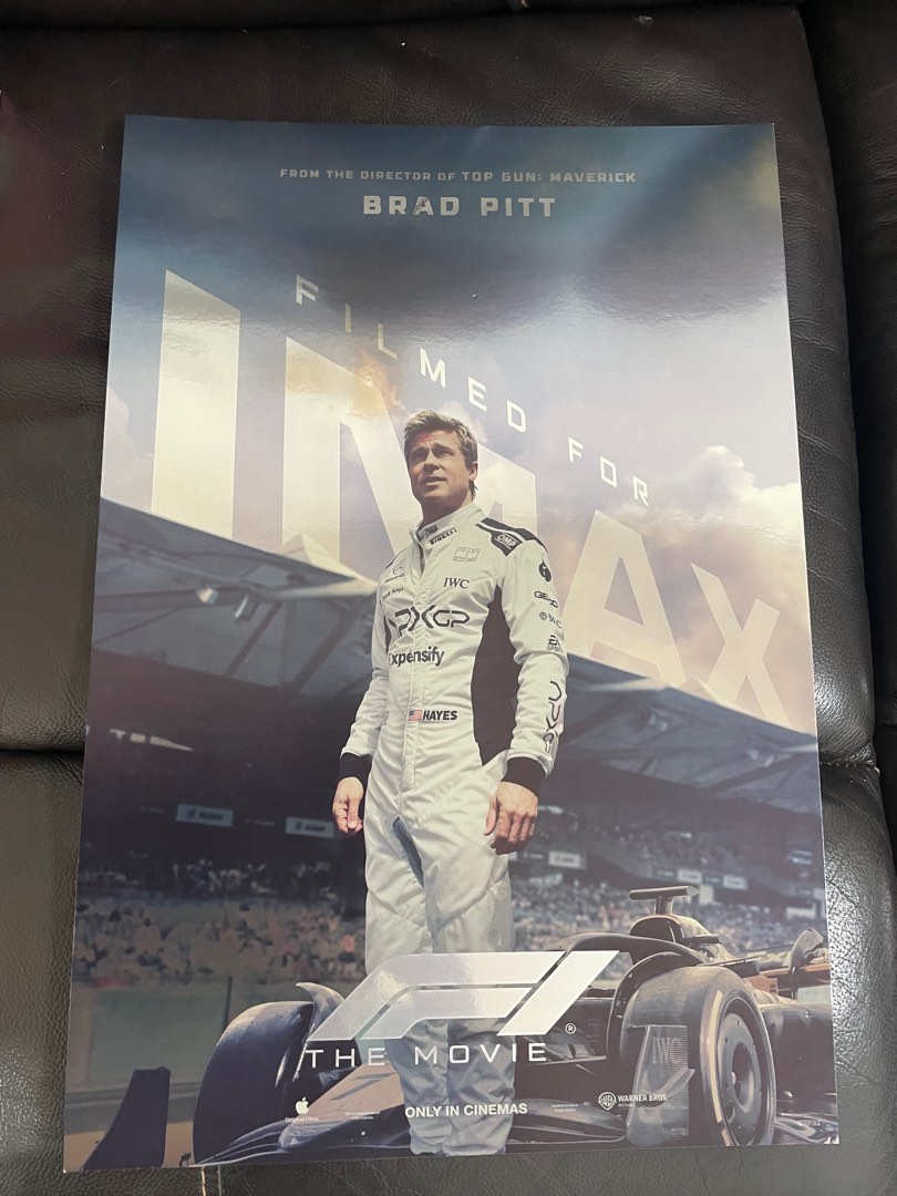 F1 IMAX poster 電影海報 Brad Pitt, 興趣及遊戲, 收藏品及紀念品, 明星周邊 - Carousell