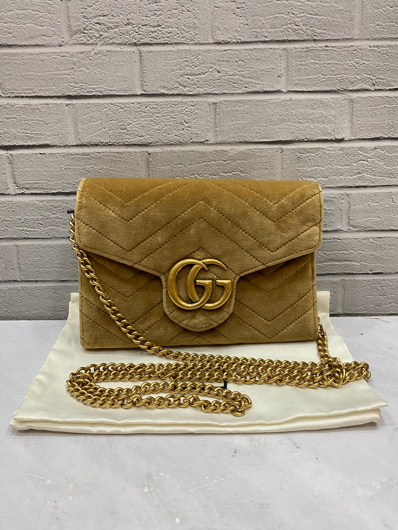 Gucci woc velvet brown GHW size 20 x 14 x 4 cm Dustbag, chain @14,5 ...