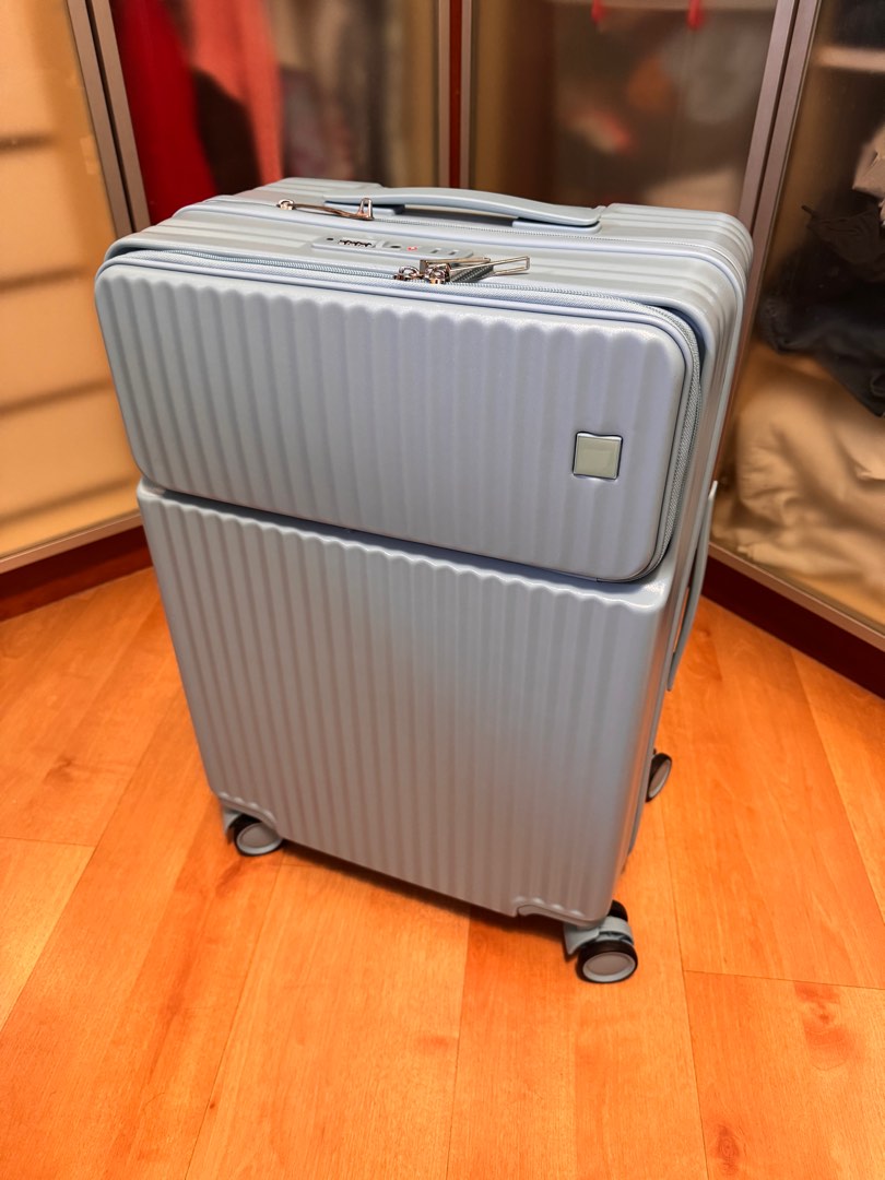 Light Blue Hard Shell Suitcase with Cover, Hobbies & Toys, Travel ...