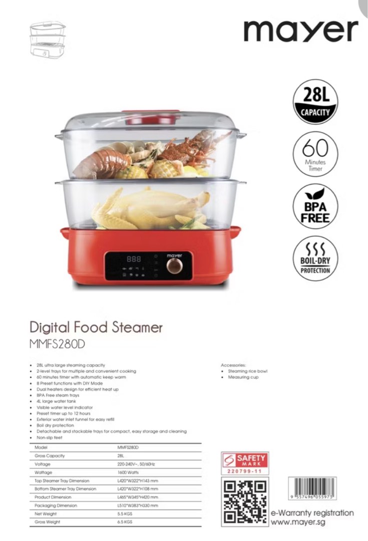 Mayer Digital Food Steamer MMFS280D - 28L, TV & Home Appliances ...