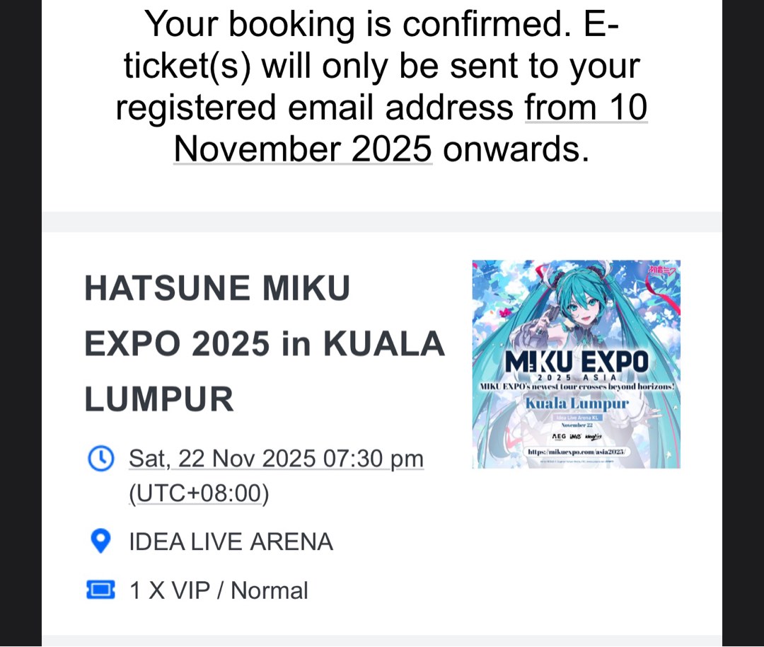 Miku expo, Tickets & Vouchers, Event Tickets on Carousell