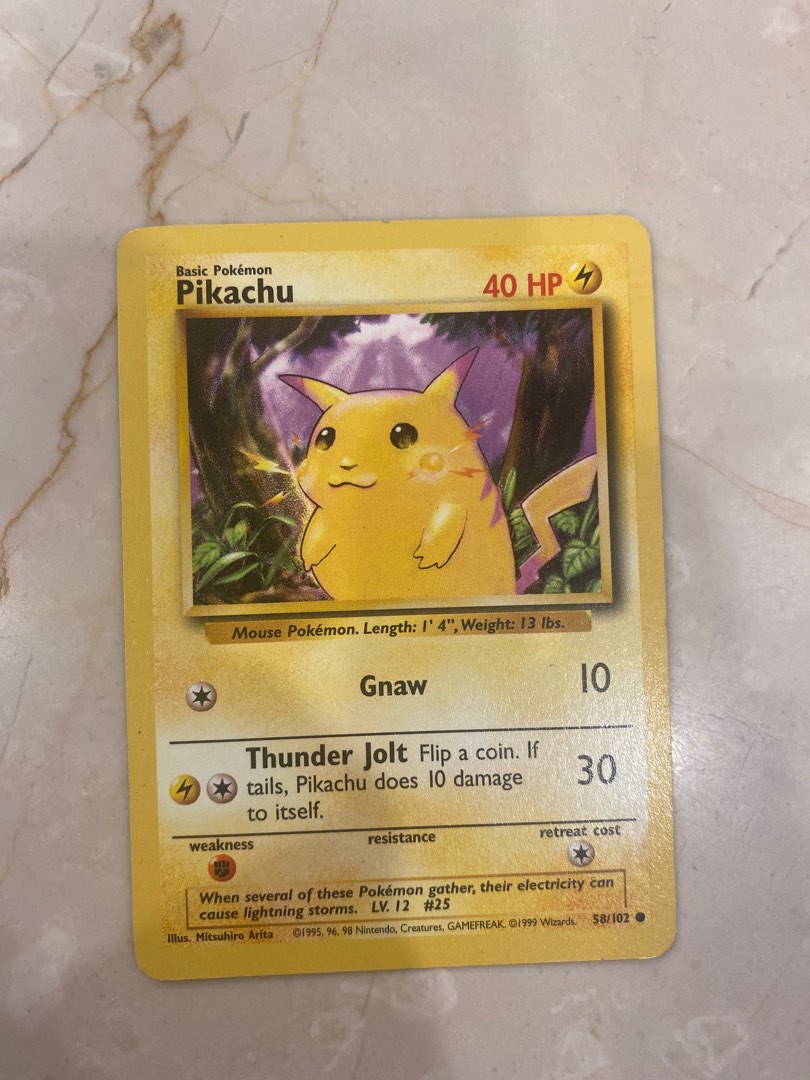 Pikachu Base Set Pokemon Card, Hobbies & Toys, Toys & Games on Carousell