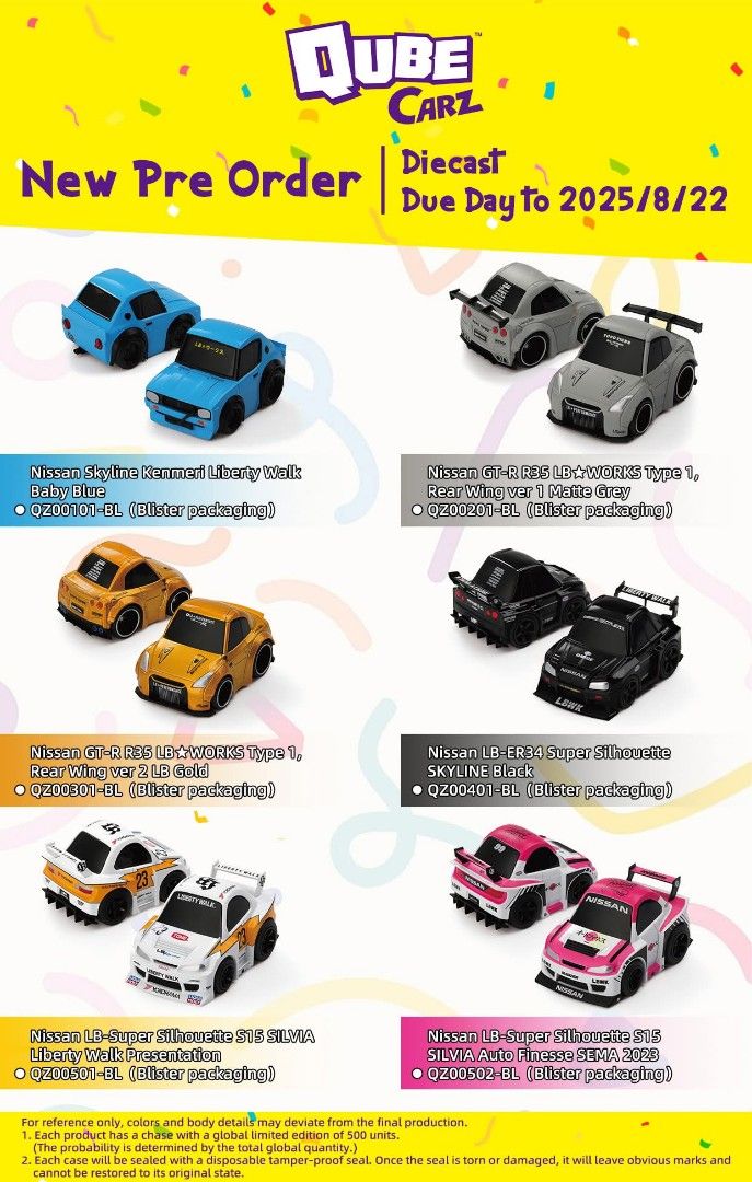 Quick Preorders 1/64 Mini GT Qube Carz LBWK Nissan Skyline GTR ER34 R35 ...