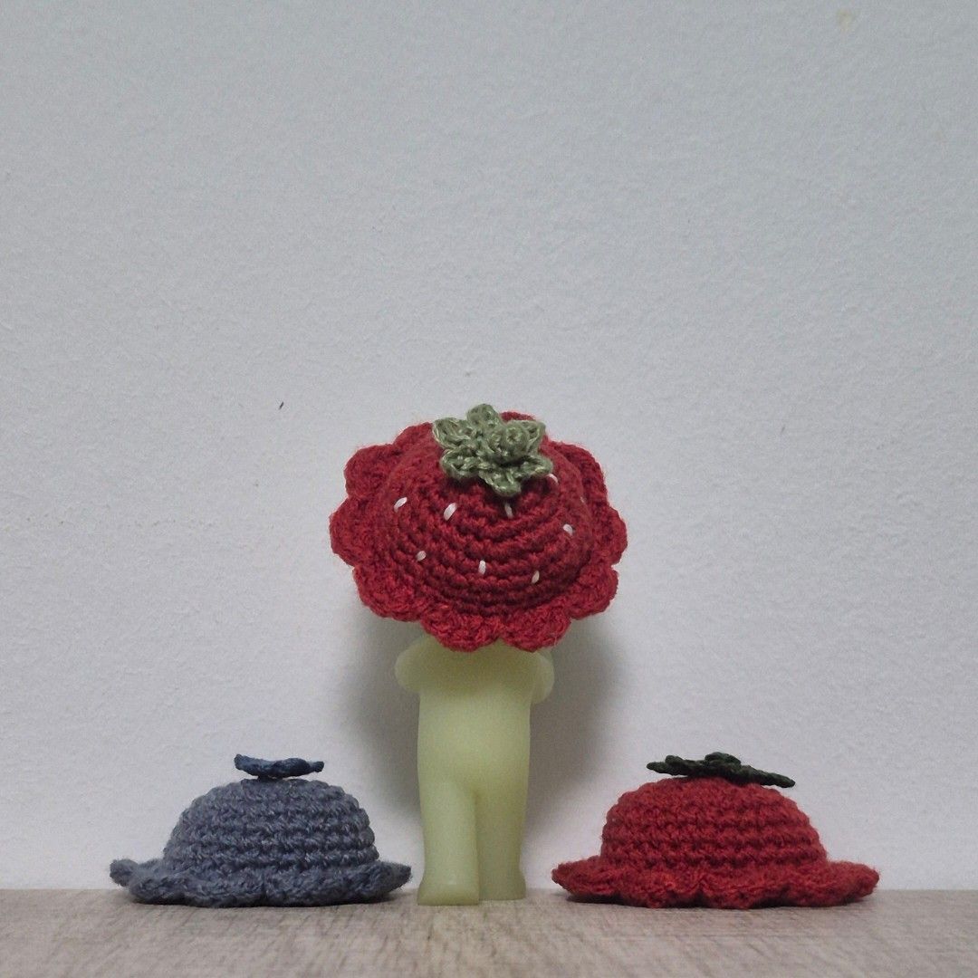 Smiski Strawberry 🍓 Crochet Hat, Hobbies & Toys, Stationery & Craft ...