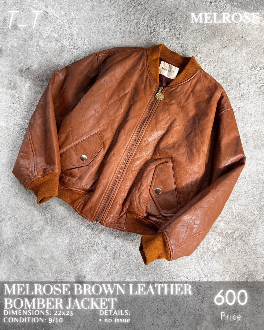 Vintage Melrose Brown Leather Bomber Jacket, Men's Fashion, Coats ...