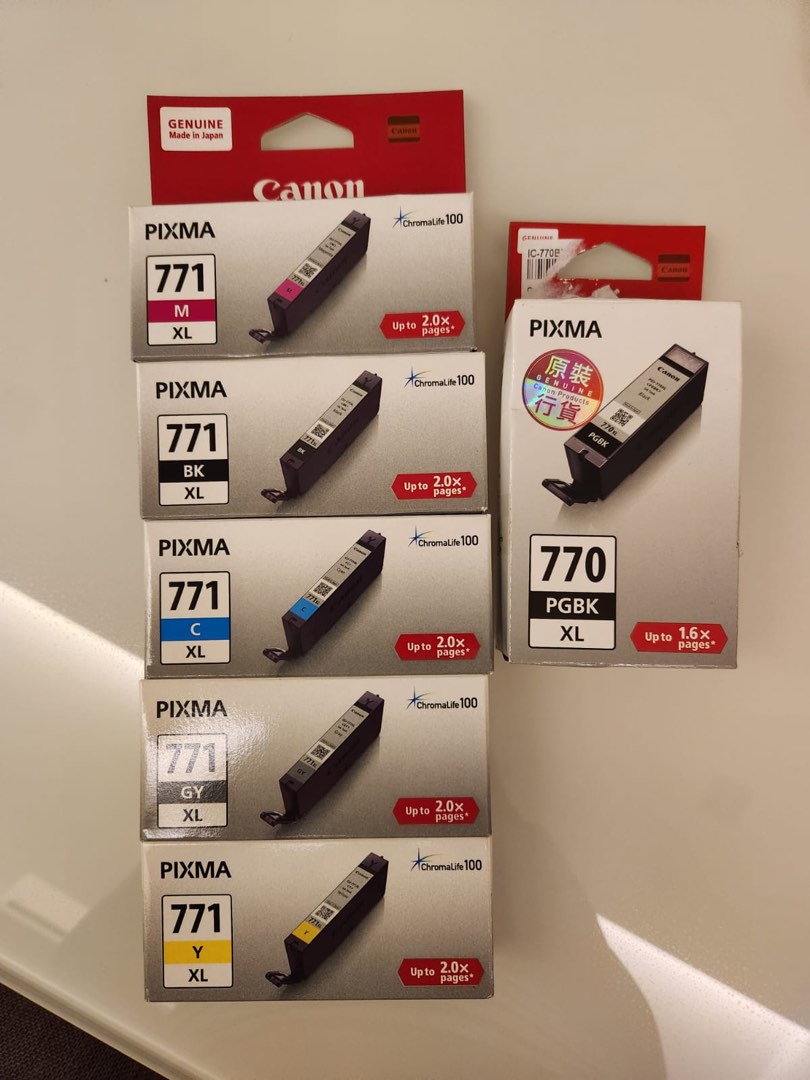 Canon PIXMA 771/770 XL Ink Cartridges (Full Set), Computers & Tech ...