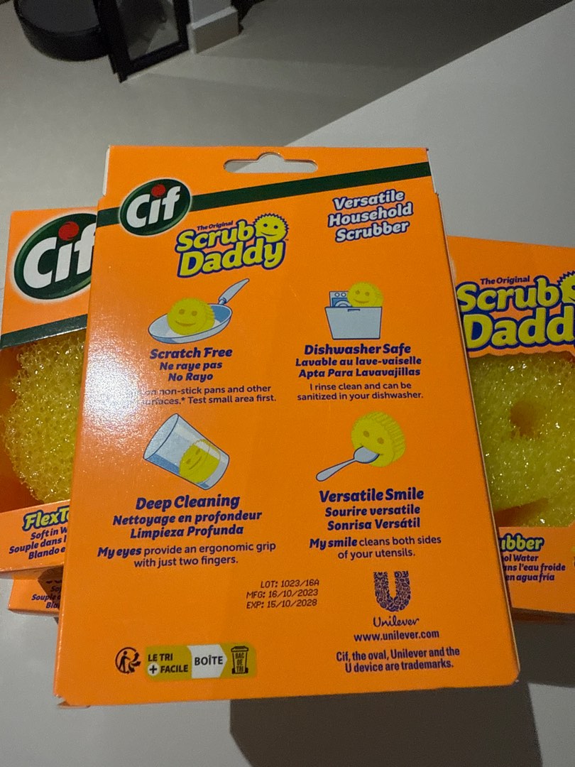 Cif Scrub Daddy FlexTexture Scrubber Sponge, Furniture & Home Living ...
