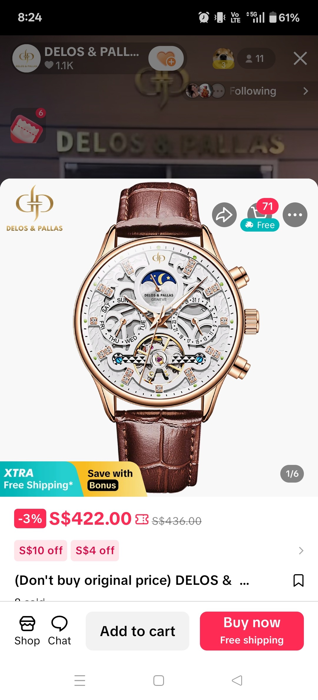 DELOS & PALLAS Automatic Watch, Luxury, Watches on Carousell