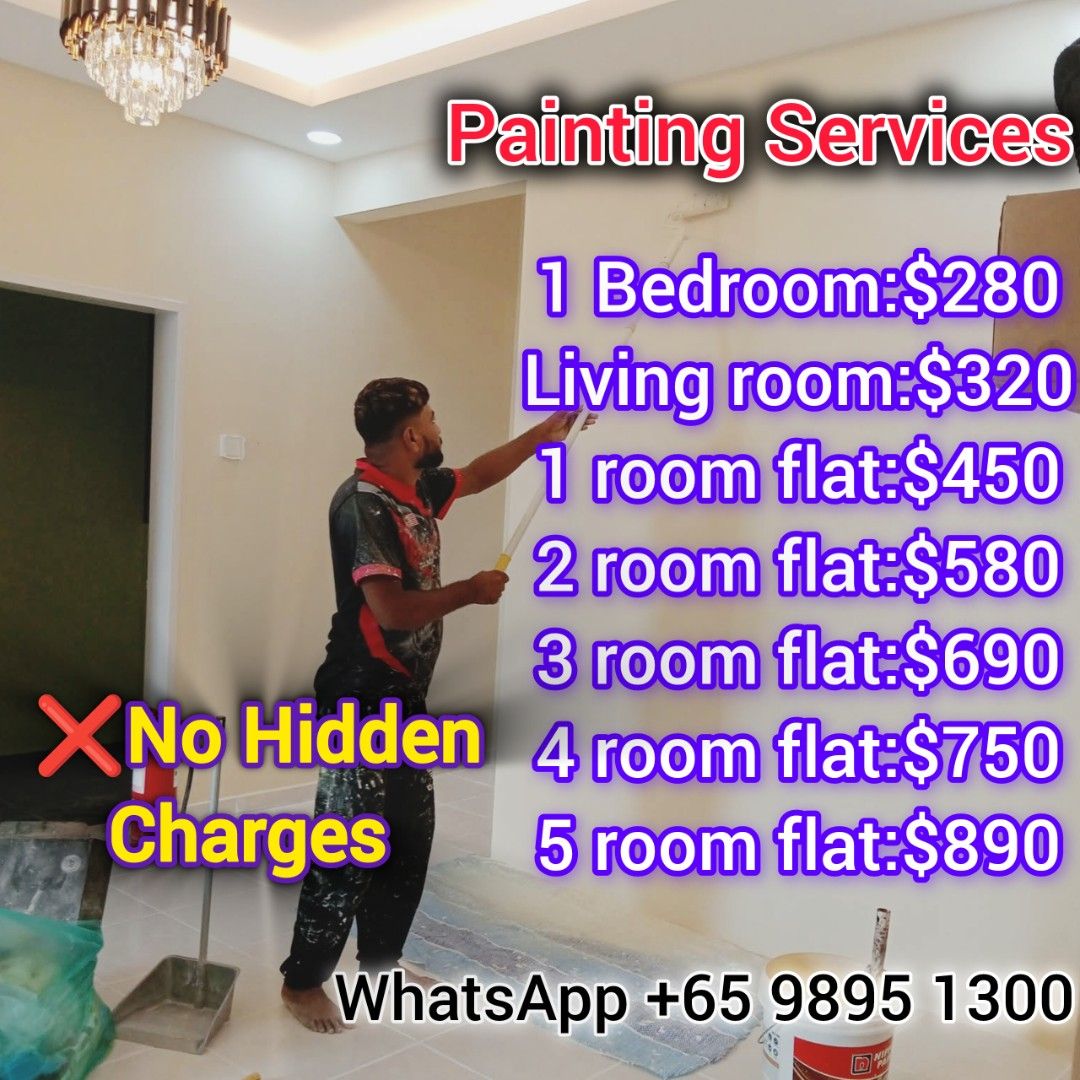 House painting, 2 room/ 3 room/ 4 room/ 5 room flat painting, HDB/BTO ...