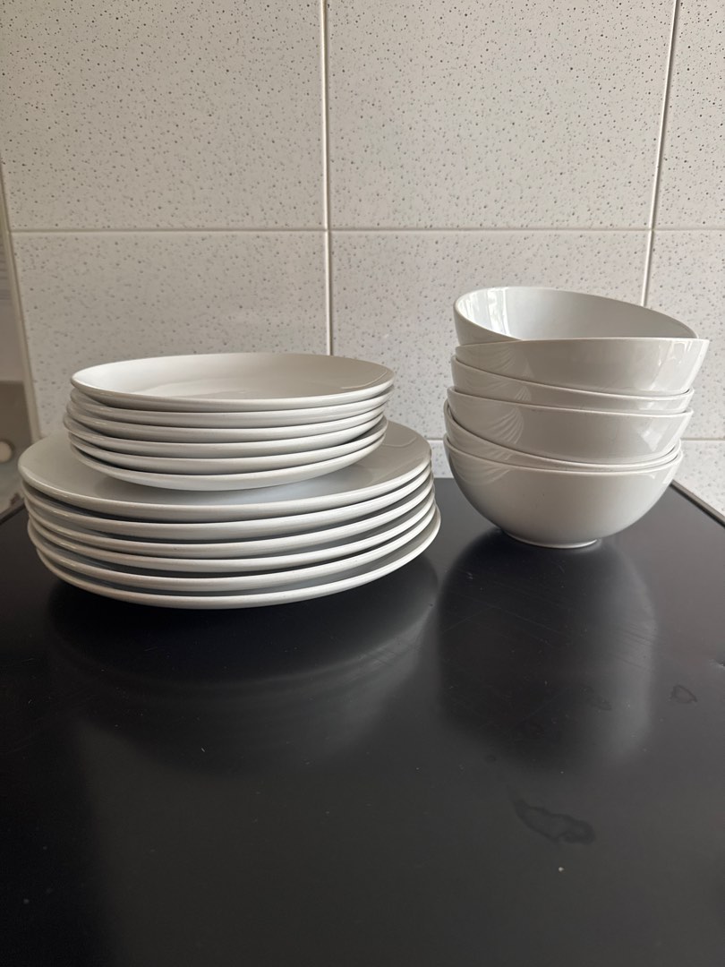 IKEA White Dinnerware Set - Plates and Bowls, Furniture & Home Living ...