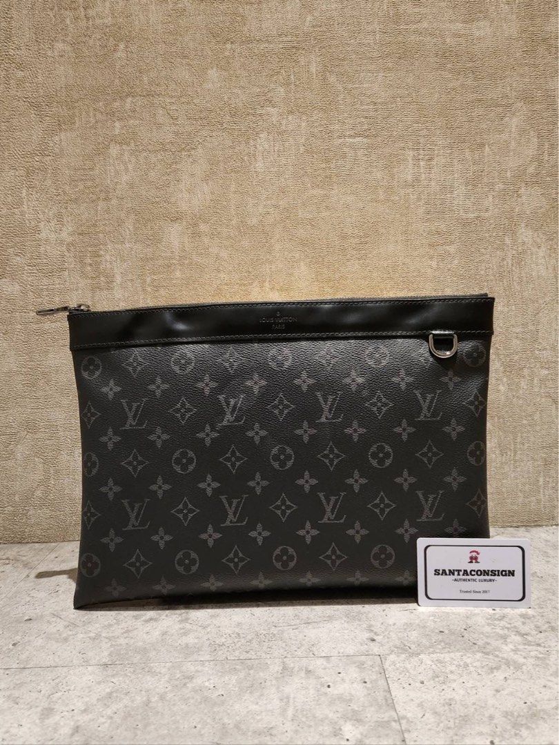 Louis Vuitton Monogram Eclipse Pochette Clutch, Barang Mewah, Tas ...