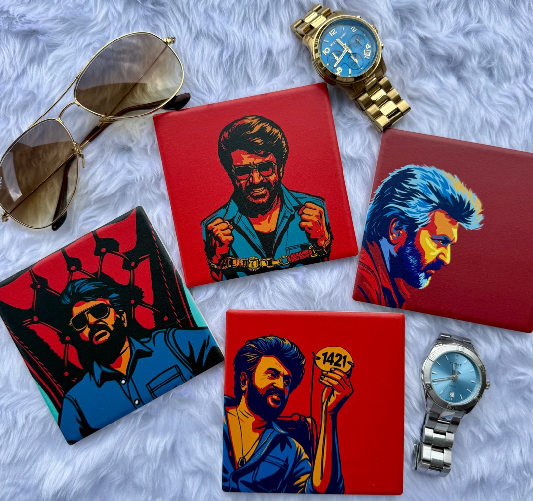 Rajini Coolie Premium Coaster Set, Hobbies & Toys, Art & Prints on ...