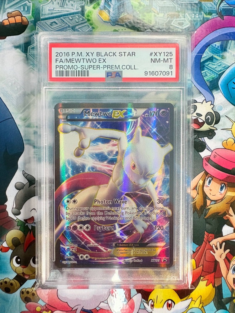 Mewtwo EX PSA 8 2016 Pokemon XY Black Star Promo Super-prem coll XY125 ...