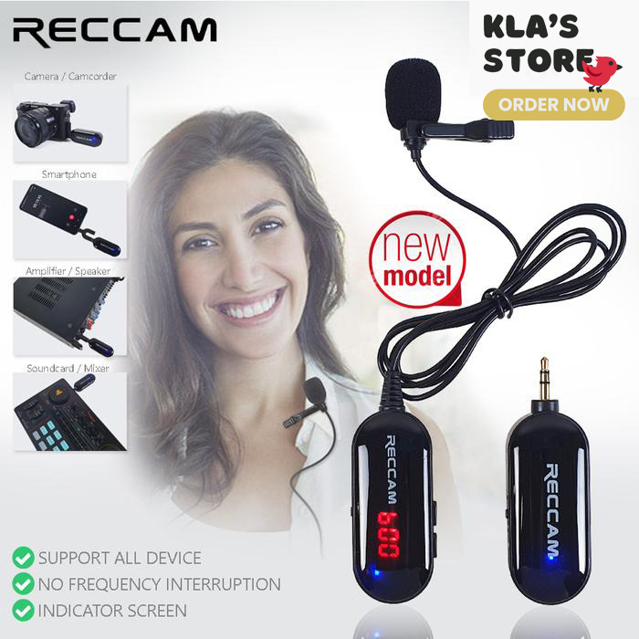 RECCAM Microphone Mic Clip On Wireless UHF PRANK VLOG untuk Smartphone ...