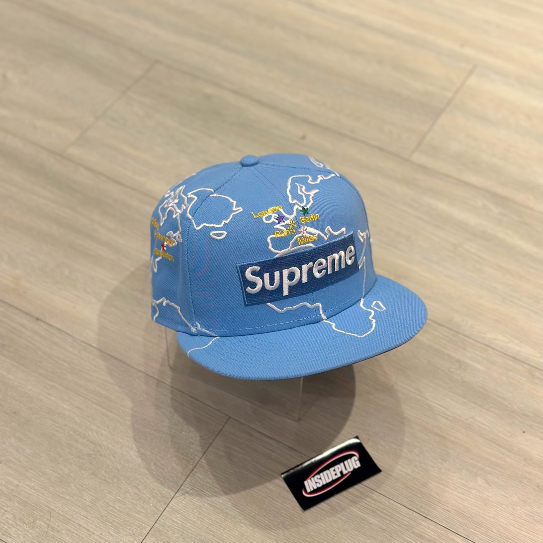 Supreme FW23 Worldwide Box Logo New Era Blue, Men's Fashion, Watches ...