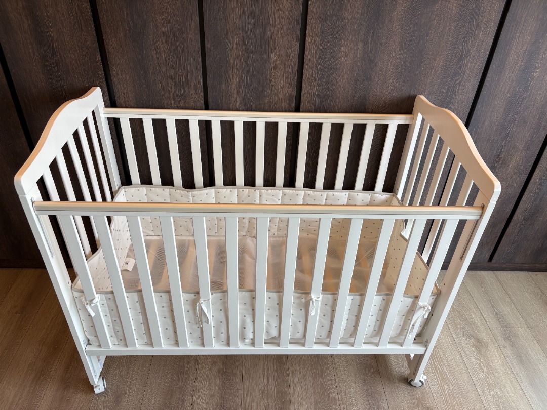 White Baby Cot with Wheels, Babies & Kids, Baby Nursery & Kids ...