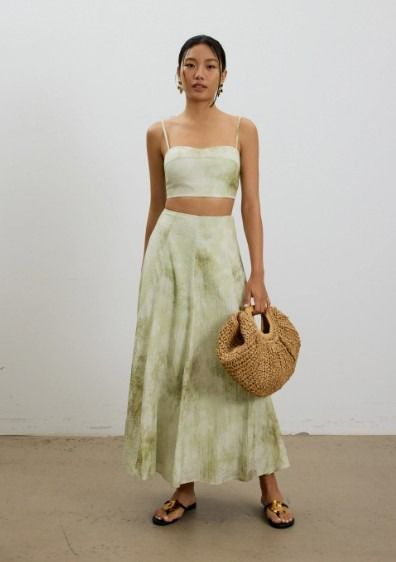 [XL] BNWOT LB LOVEBONITO LOVE BONITO ABSTRACT FLARE MIDAXI SKIRT - SAGE ...