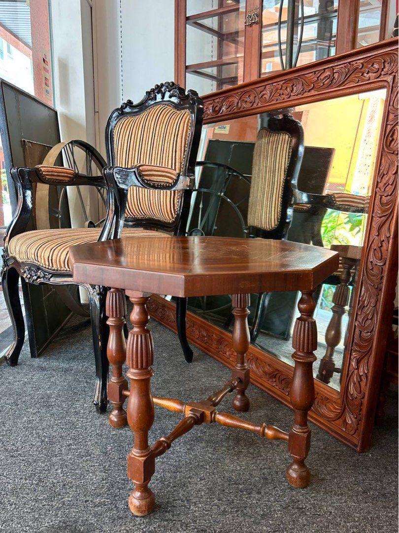 💯 Authentic Antique SOLID OAK OCTAGONAL table, Furniture & Home Living ...