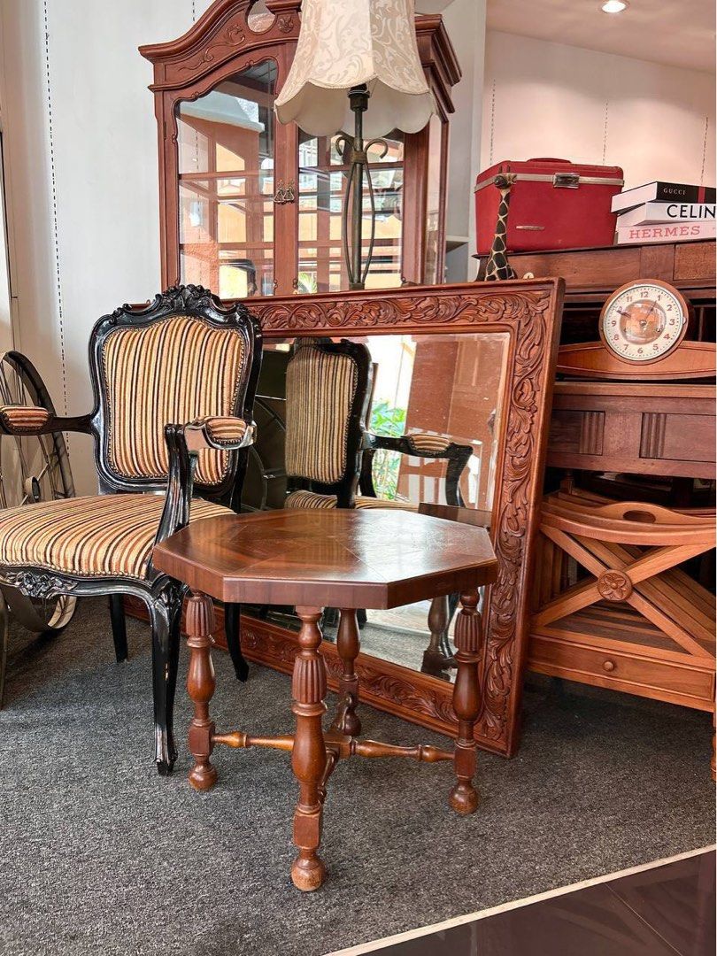 💯 Authentic Antique SOLID OAK OCTAGONAL table, Furniture & Home Living ...