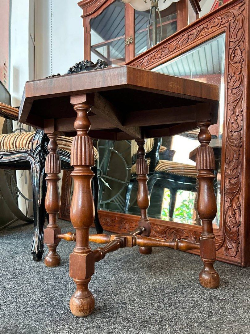 💯 Authentic Antique SOLID OAK OCTAGONAL table, Furniture & Home Living ...