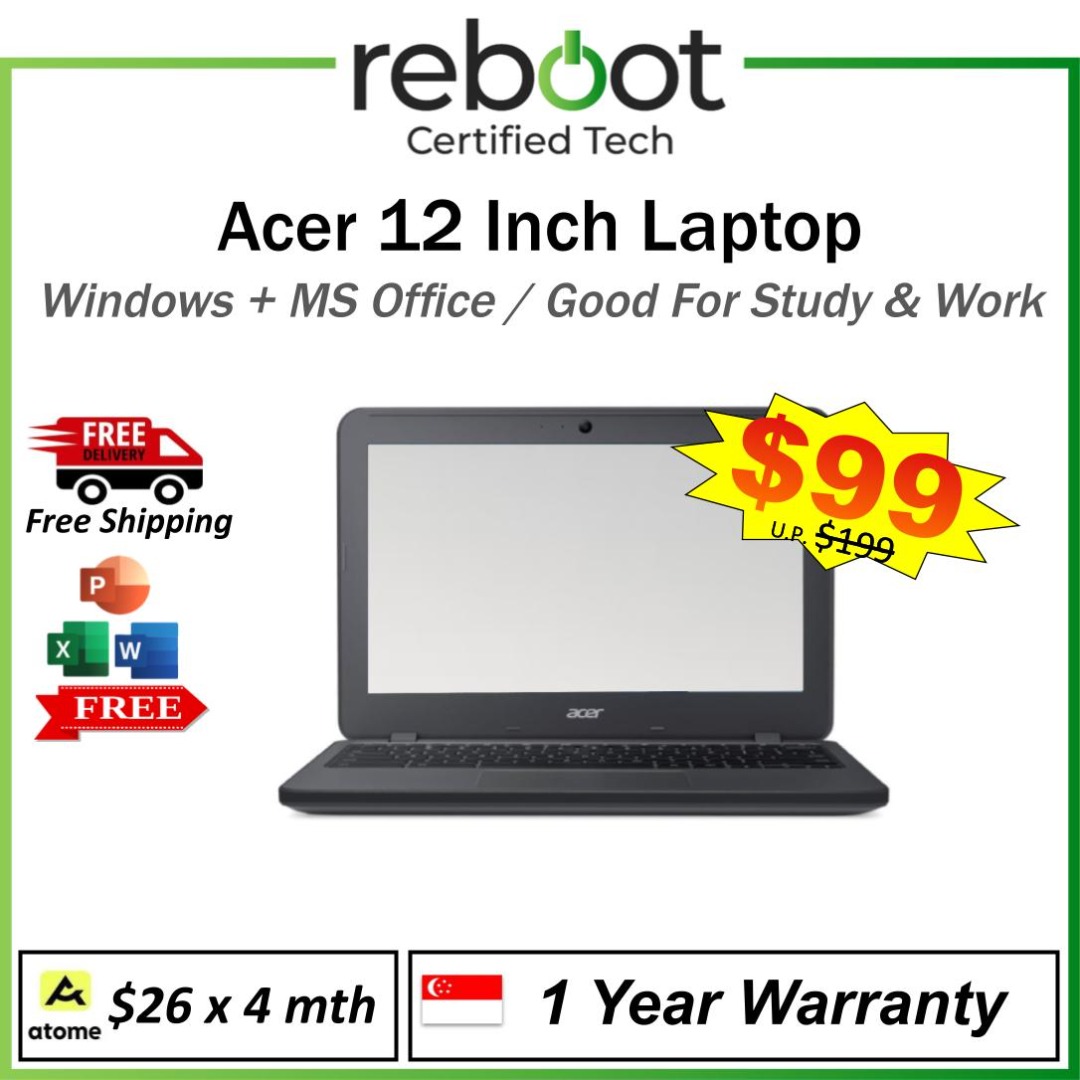 Acer 12 Inch Laptop - Compact Size - Good Condition - Win 11 + MS ...