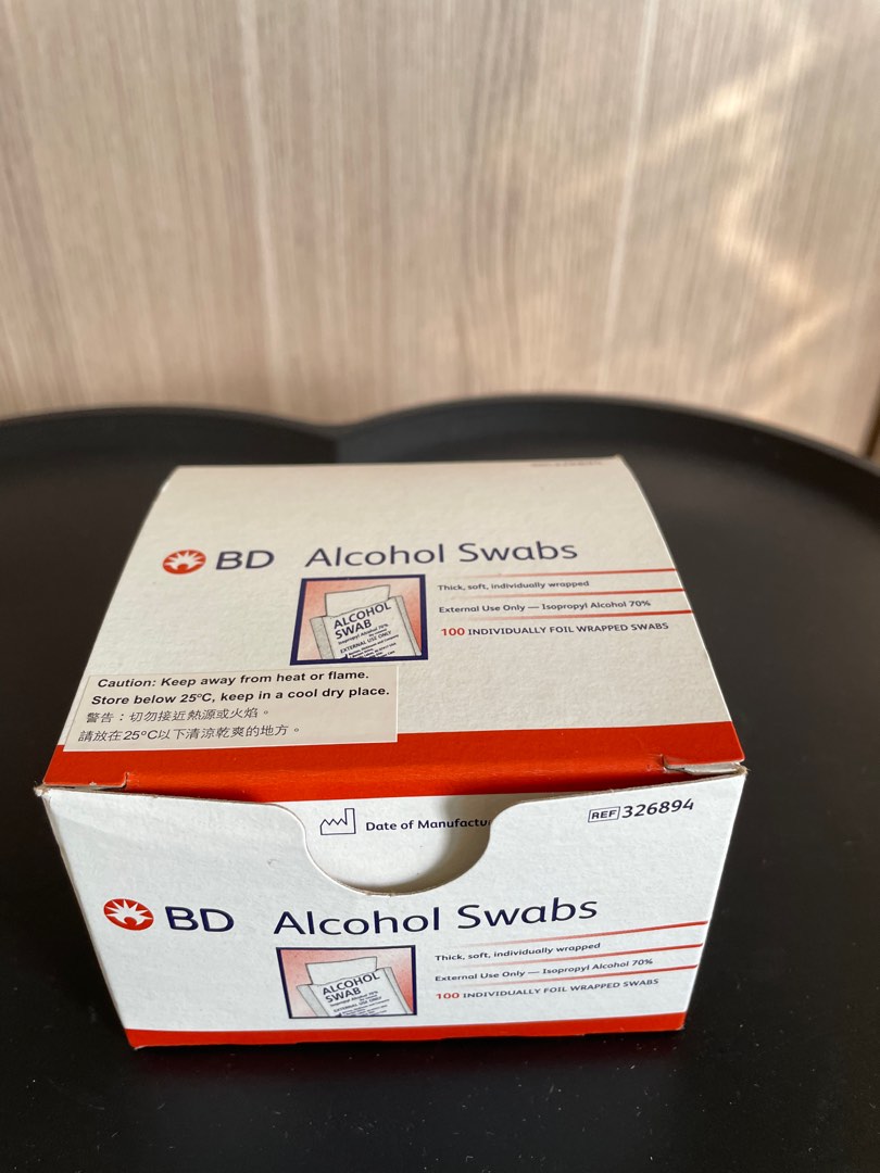 BD Alcohol Swabs - 100 Individually Wrapped, 健康及營養食用品, 醫療用品和工具 - Carousell