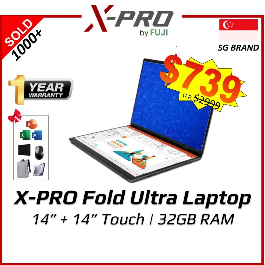 Refurbished XPRO Fold Ultra Laptop - 14 Inch Dual Screen With Touch ...