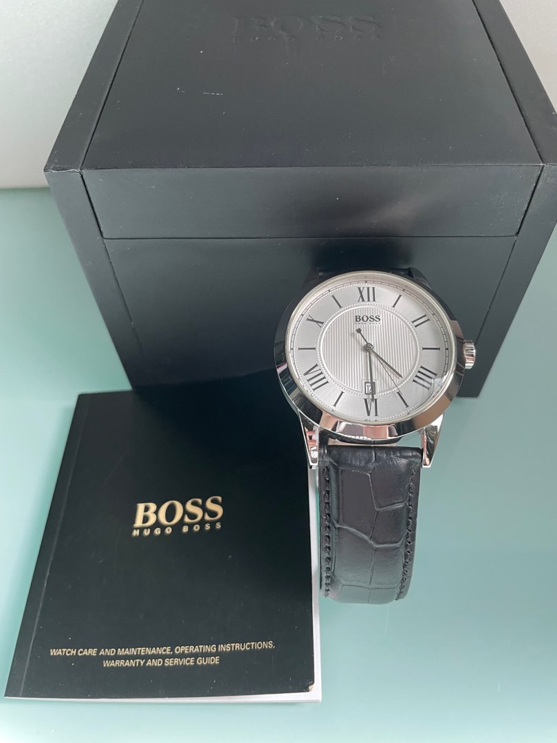 Hugo BOSS (Genuine & Original Leather Strap) Watch, Men's Fashion ...