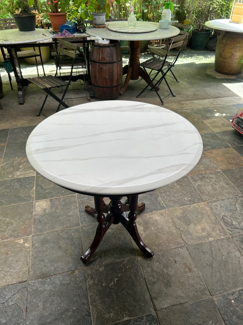 Kopitiam marble table, Furniture & Home Living, Furniture, Tables ...