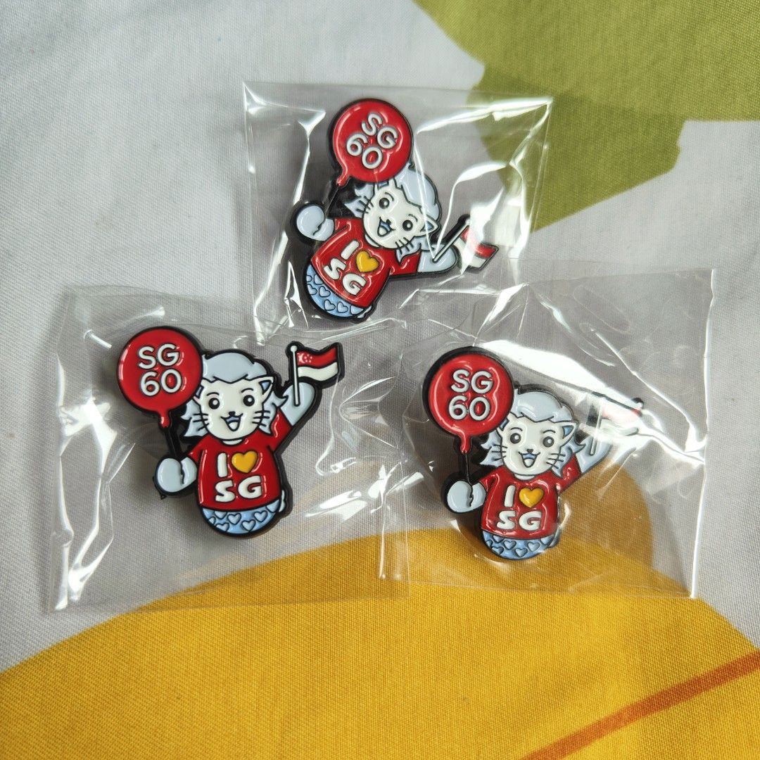 SG60 pin Merlion August Singapore flag I love SG collectible limited ...