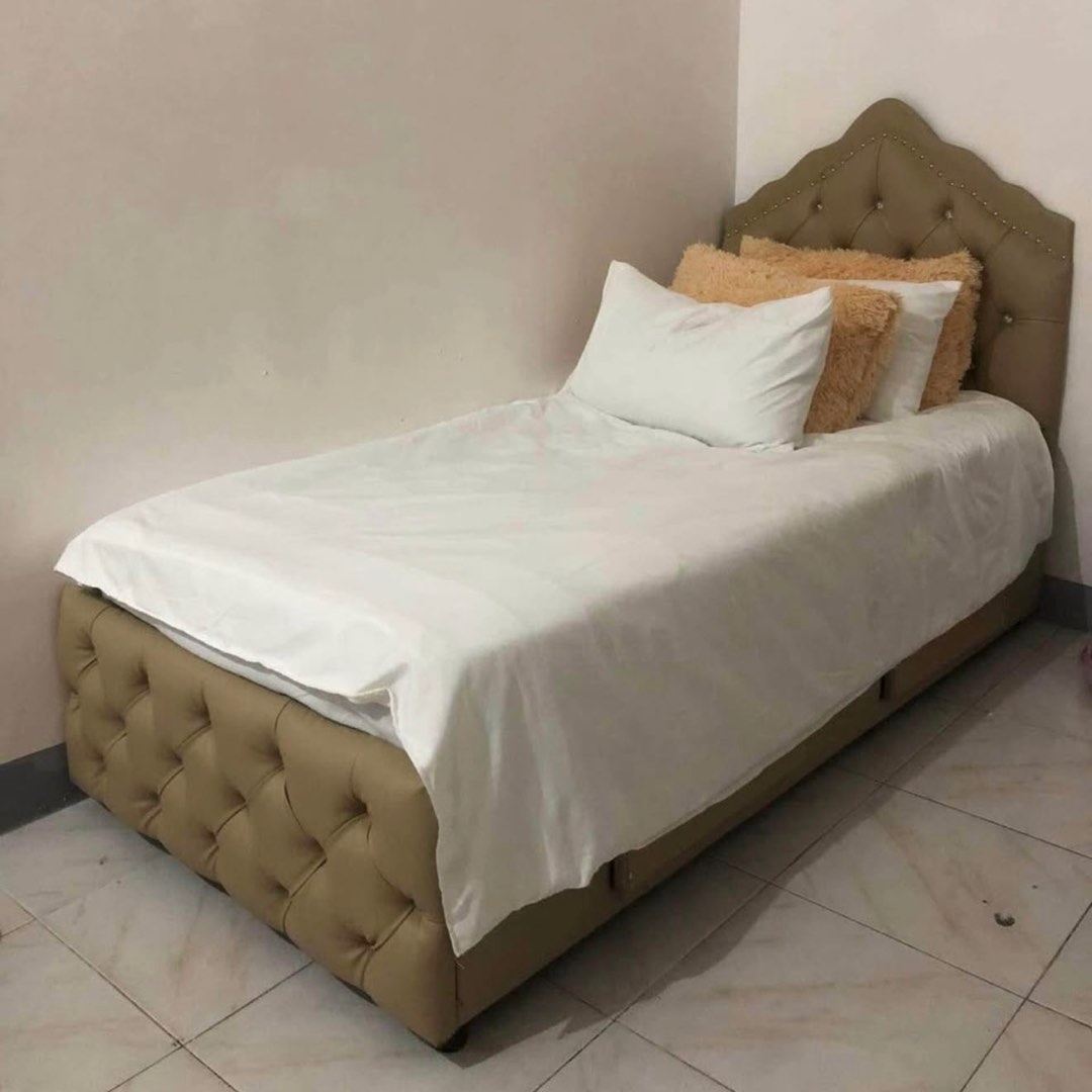 Single Bed Frame Leather with Mandaue Flex Foam, Furniture & Home ...