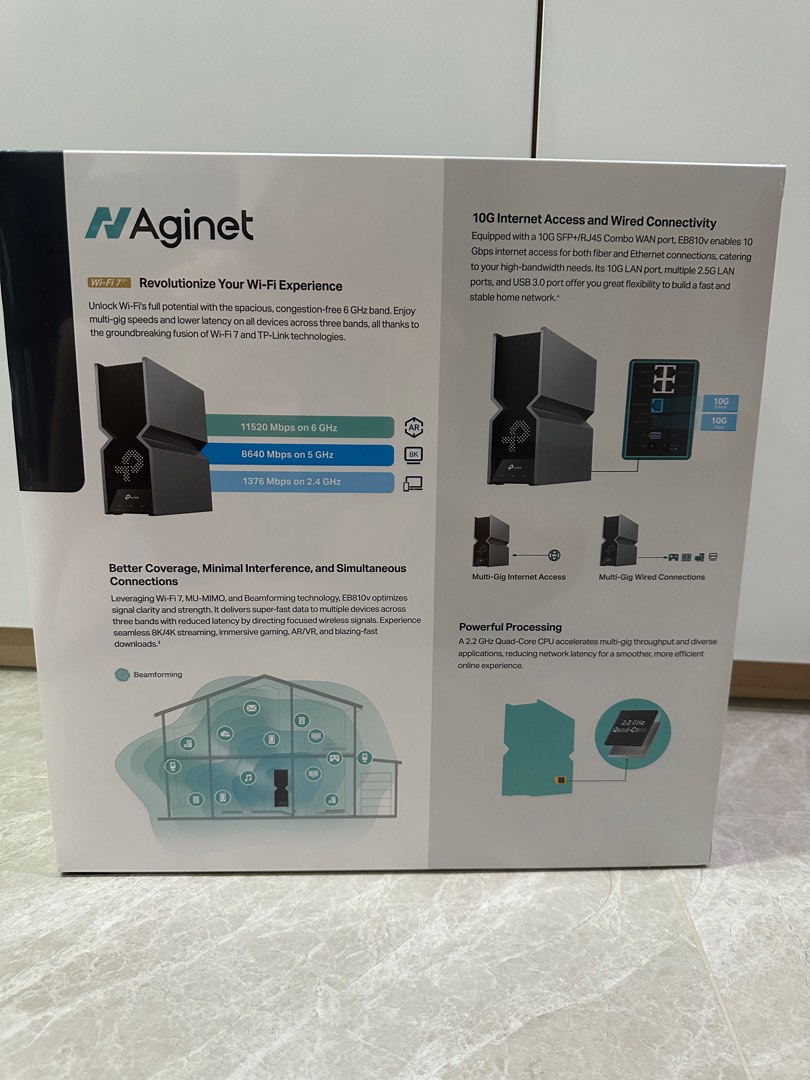 TP-Link Aginet EB810v Wi-Fi 7 Router, Computers & Tech, Parts ...