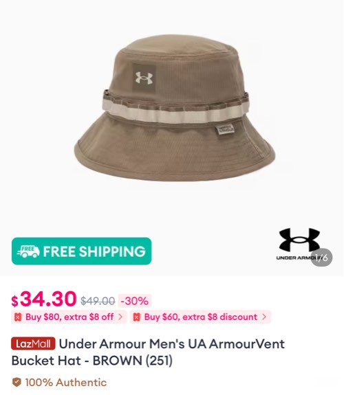 Under Armour Men's UA ArmourVent Bucket Hat - Brown, Men's Fashion ...