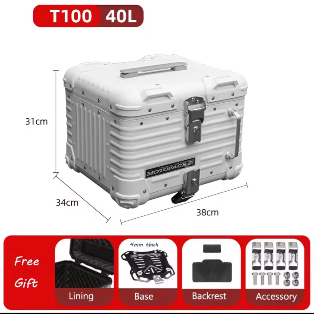 White Motorcycle Top Case, Motorcycles, Motorcycle Accessories on Carousell