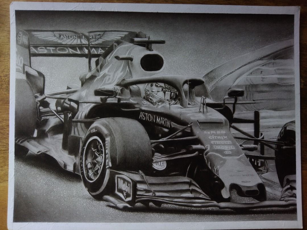 F1 RB16 CHARCOAL AND GRAPHITE DRAWING (MAX VERSTAPPEN'S RB16) ON VELLUM ...