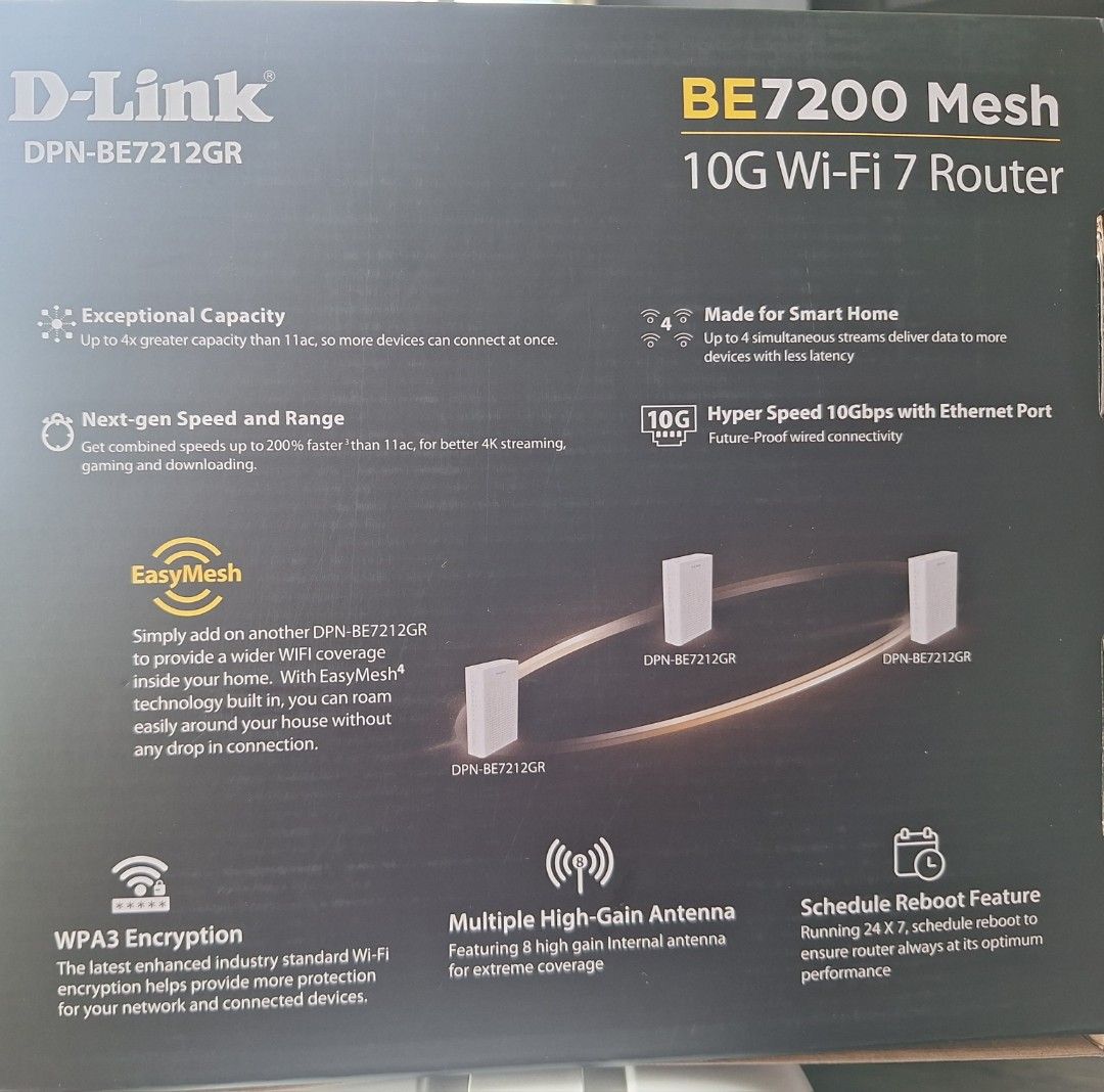 D-Link BE7200 Mesh 10G Wi-Fi 7 Router, Computers & Tech, Parts & Accessories, Networking on ...