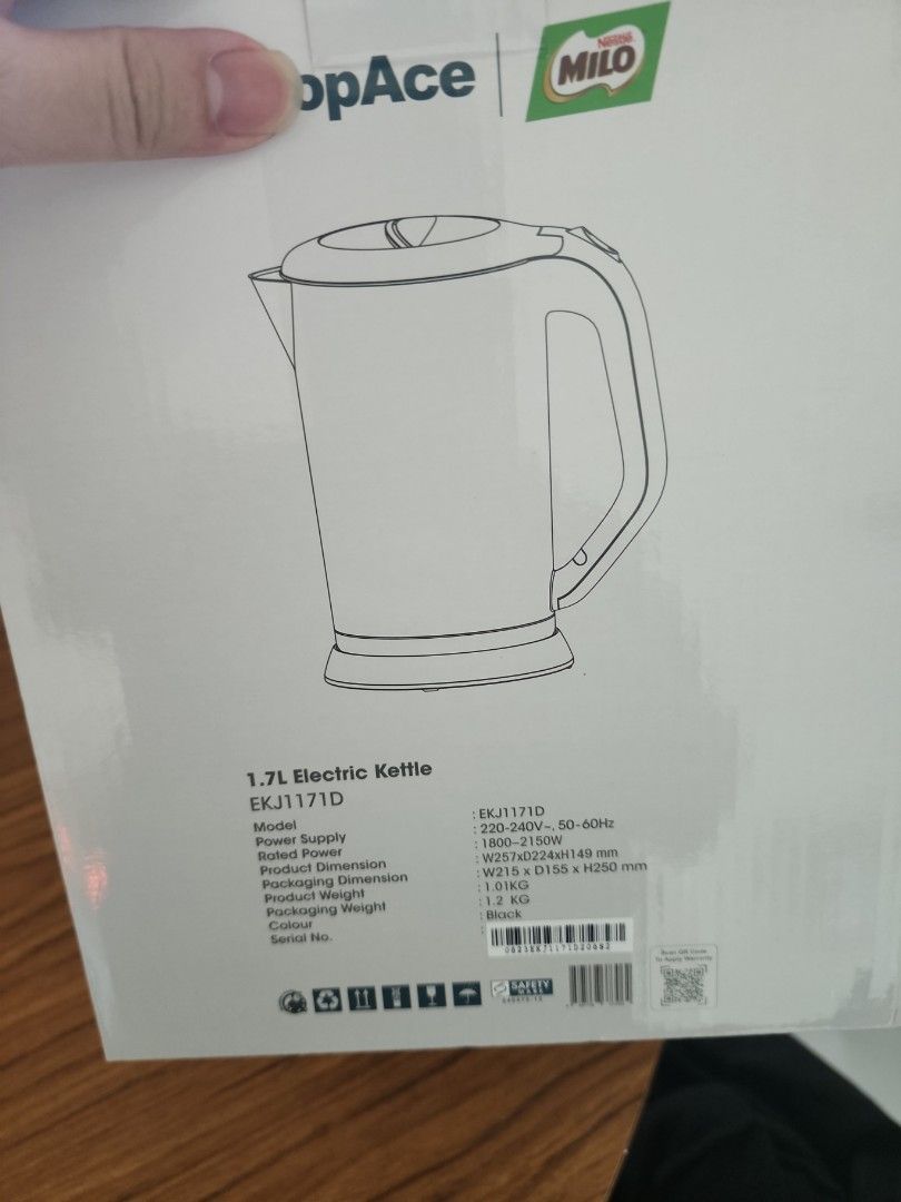 EuropAce 1.7L Electric Kettle EKJ1717D, TV & Home Appliances, Kitchen ...