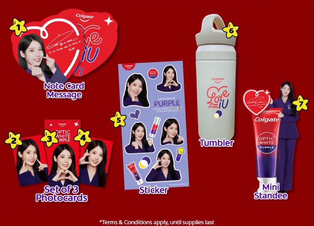 IU Colgate Optic White Bundle Tingi Photocard Standee Tumbler Preorder ...