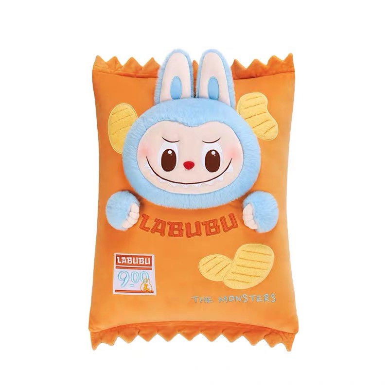 Labubu 薯片包裝 得意 卡通 公仔卡通 公仔 抱枕 cushion 攬枕 腰墊 裝飾 梳化 客廳 房間 辦公室 書枱凳, 預購 ...