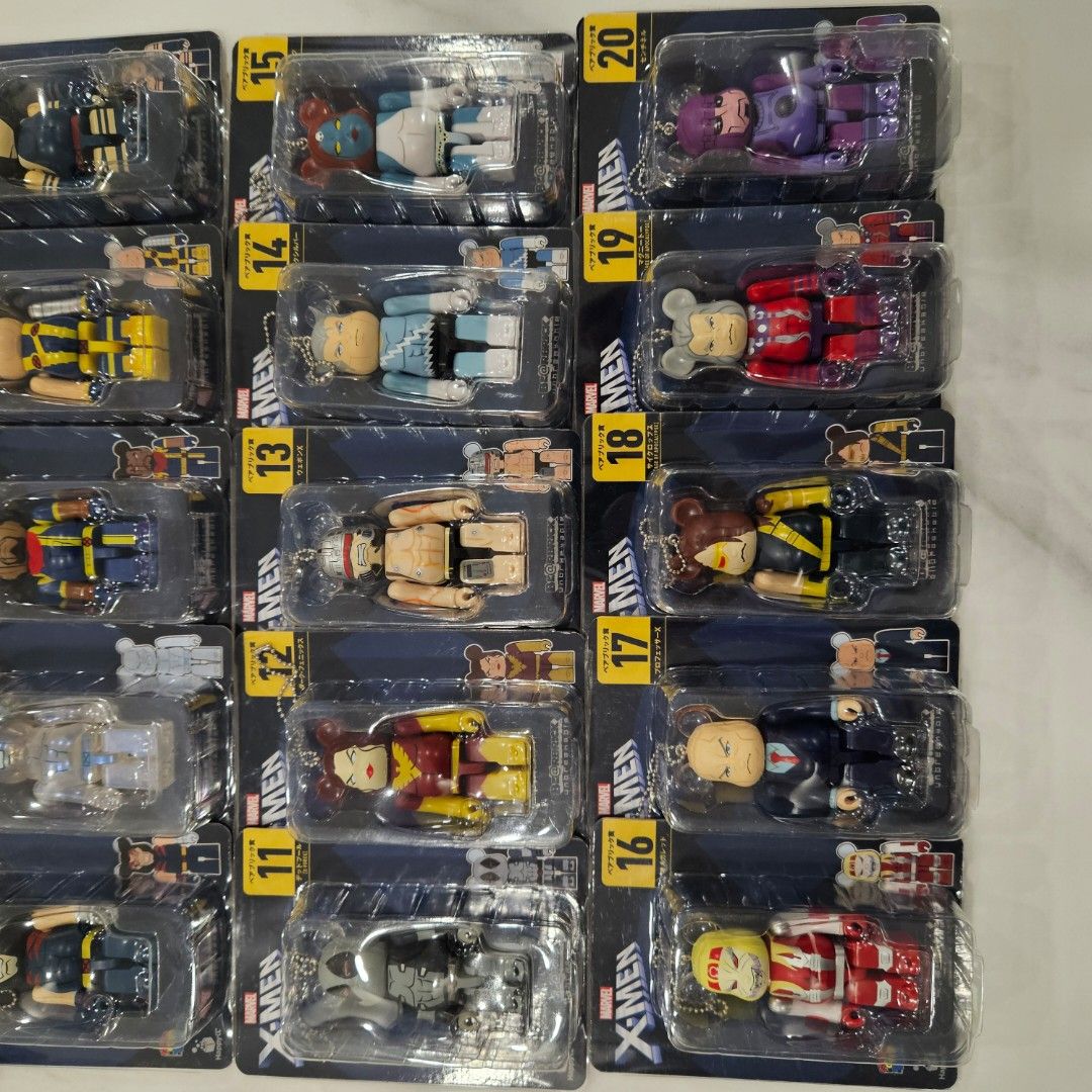 Medicom 100% Bearbrick keychains featuring characters from the Marvel X ...