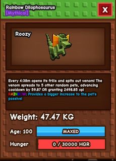 OP 1 min CD Rainbow Dilo 81.62 KG - Grow A Garden Huge Dilophosaurus ...