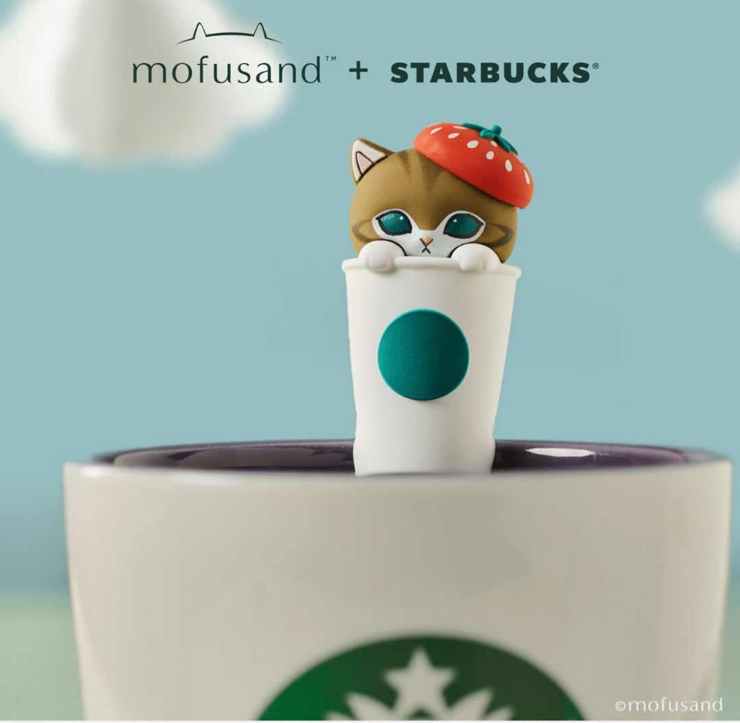 READY STOCK Starbucks Mofusand cup clip strawberry cat cup, Hobbies ...