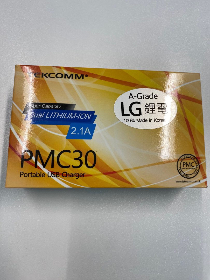 全新TEKCOMM USB 差電 PMC30 2.1A 3000mah 尿袋 充電器, 手提電話, 電話及其他裝置配件, 充電器及電線 ...
