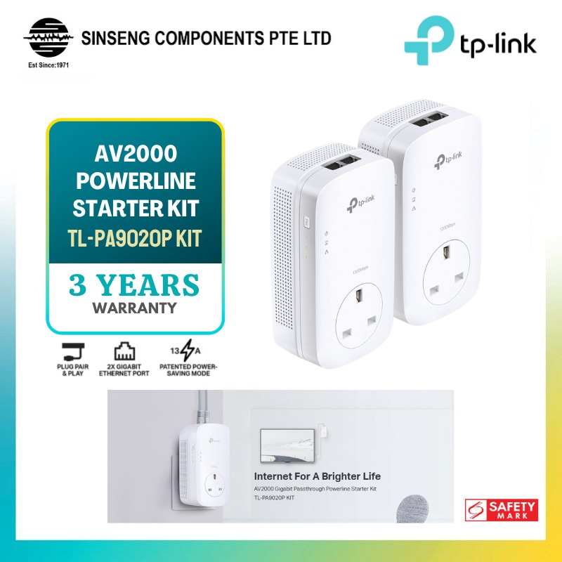 TP-Link TL-PA9020P KIT AV2000 2-Port Gigabit Powerline Adapter Starter ...