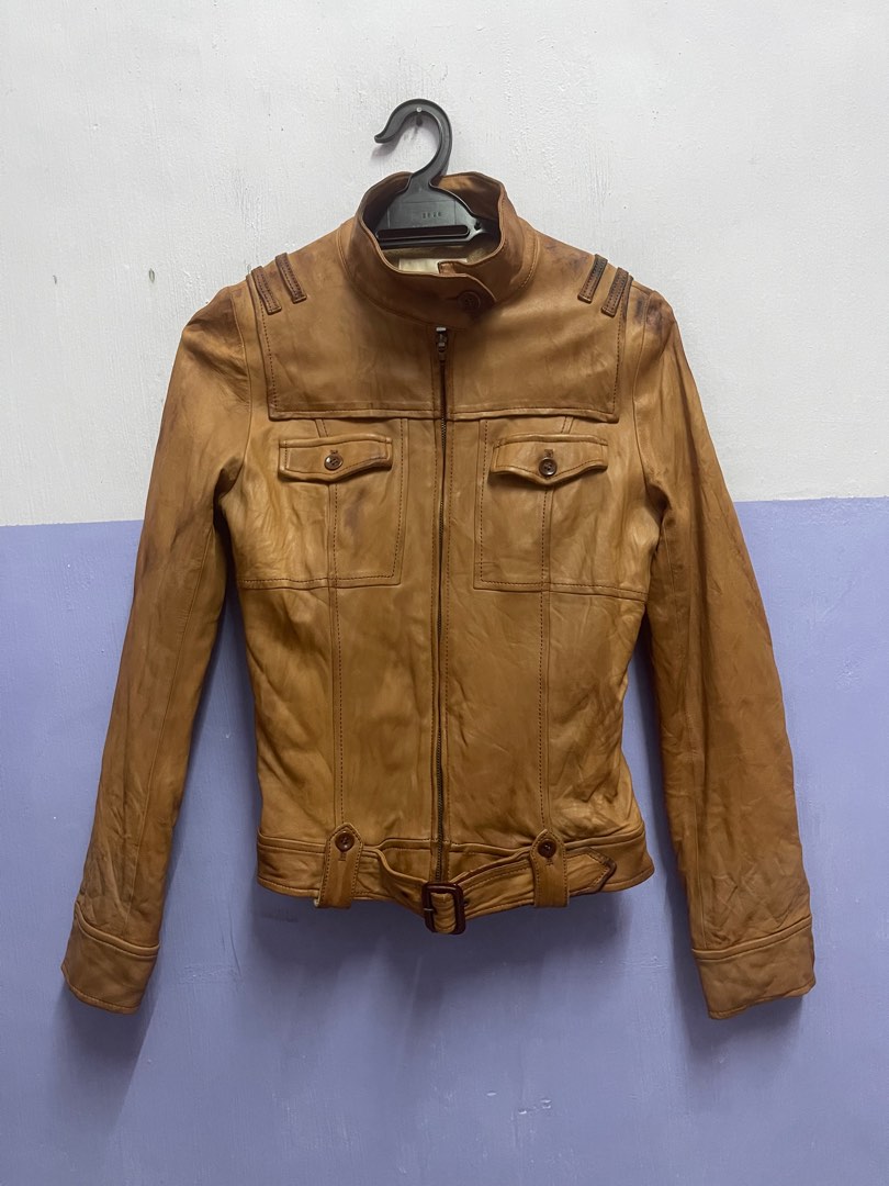 Vintage Elodie Nelson Leather Jacket Talon Zipper, Women's Fashion ...