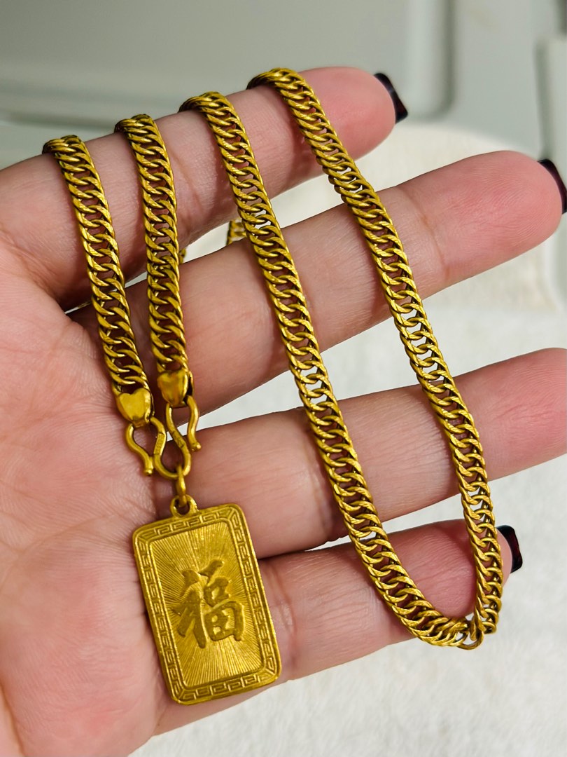 24k Chinese Gold 999.9 with Markings both chain and pendant, Women's ...