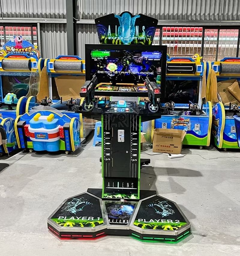 42" Aliens Extermination With Pedal Gun Shooting Game Machine Coin ...